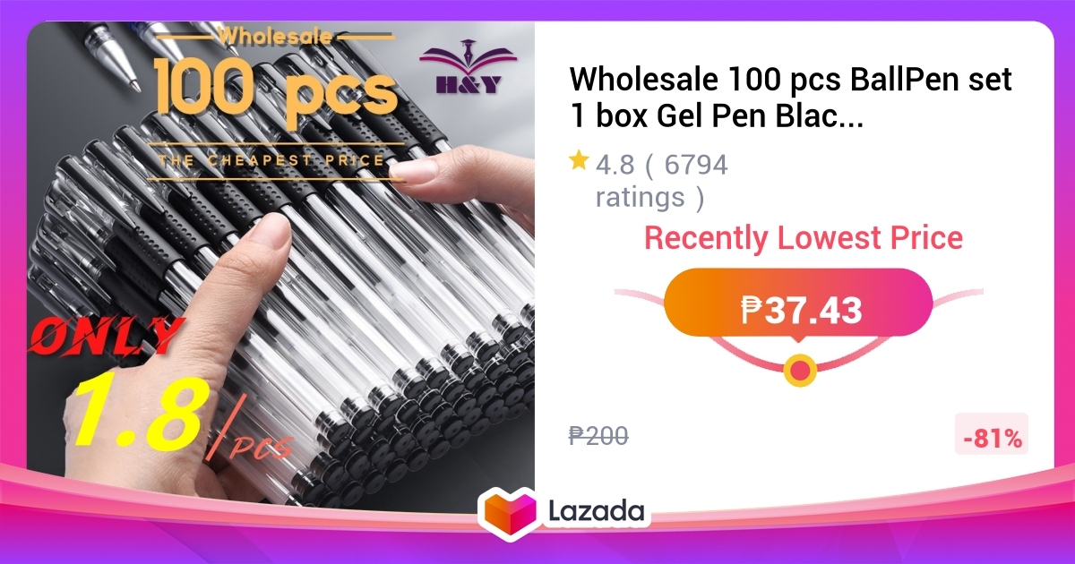 Wholesale 100 pcs BallPen set 1 box Gel Pen Black Blue Red Ink 0.5 mm ...