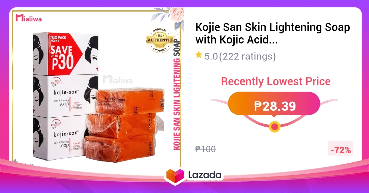 Kojie San Skin Lightening Soap with Kojic Acid, Whitening Sodium ...
