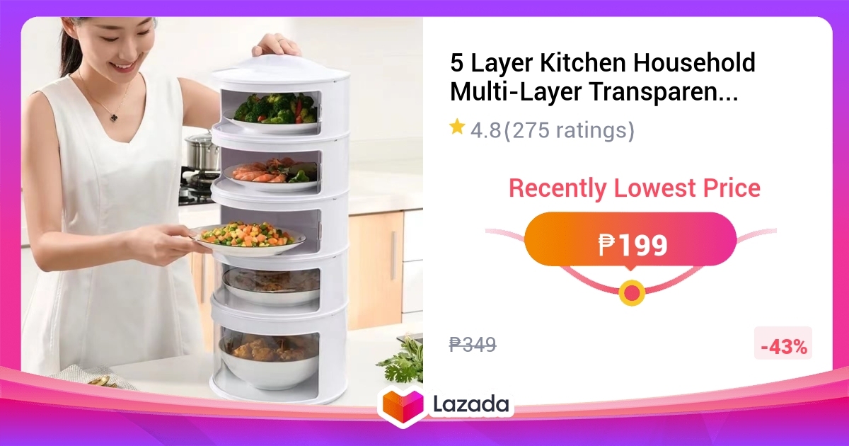 5 Layer Kitchen Household Multi-Layer Transparent Food Storage Box Anti ...