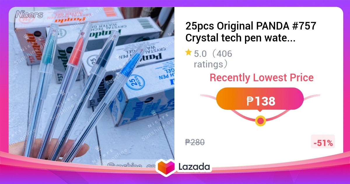 25pcs Original PANDA #757 Crystal tech pen water gel Ballpen 0.7mm