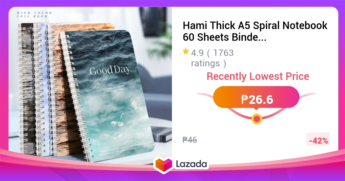 Hami Thick A5 Spiral Notebook 60 Sheets Binder Notebook Student Line ...