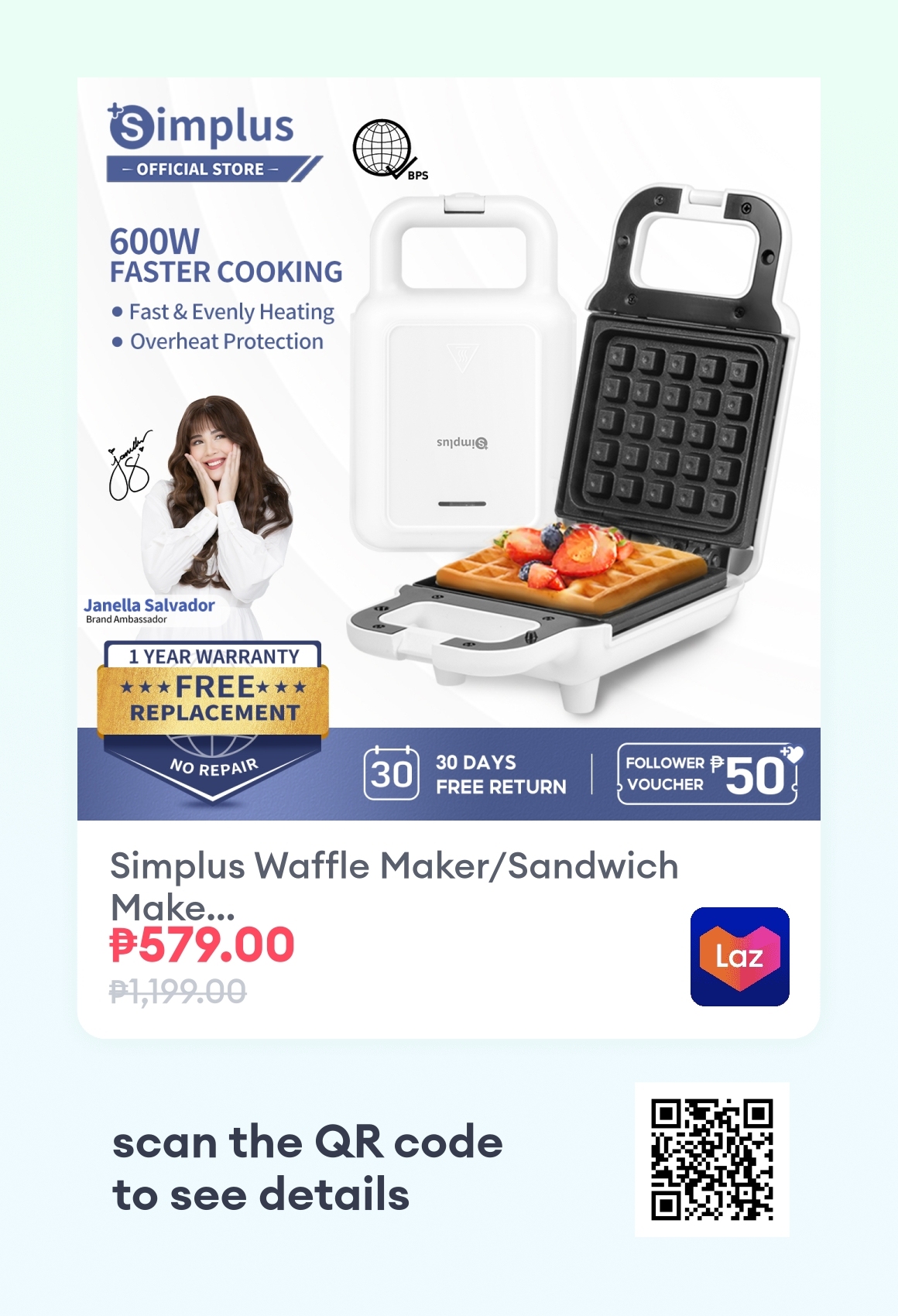 Simplus Waffle Maker/Sandwich Maker Breakfast Maker Bread Toaster Maker ...