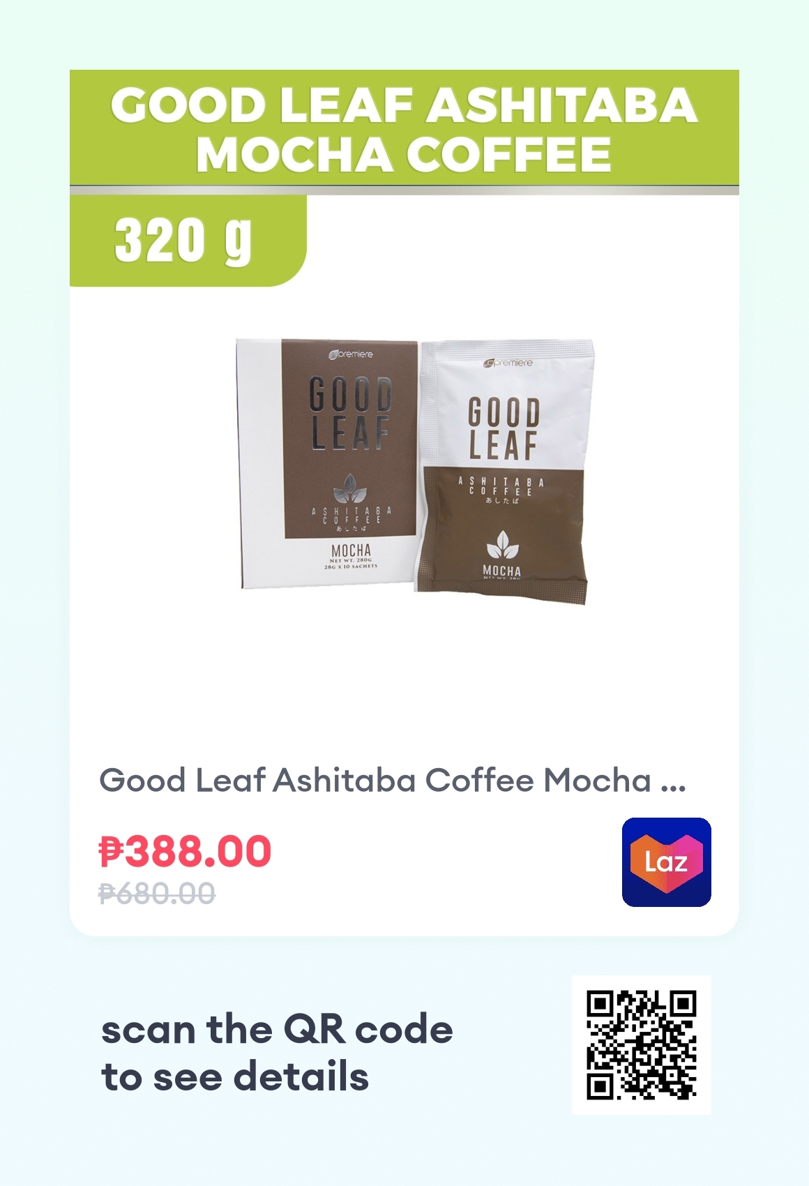 Good Leaf Ashitaba Coffee Mocha - Made With Ashitaba Leaf - Contains ...