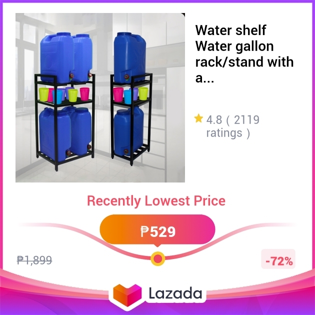 Water shelf Water gallon rack/stand with an additional layer for cups ...