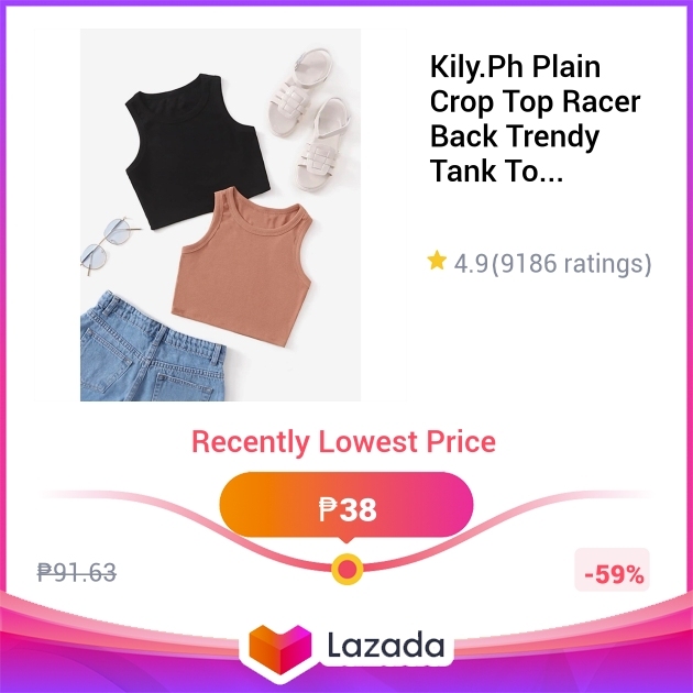 Kily.Ph Plain Crop Top Racer Back Trendy Tank Top 6a0097