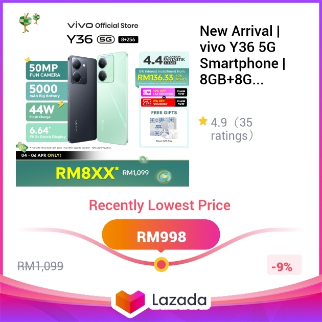 New Arrival | vivo Y36 5G Smartphone | 8GB+8GB Extended RAM + 256GB ROM ...