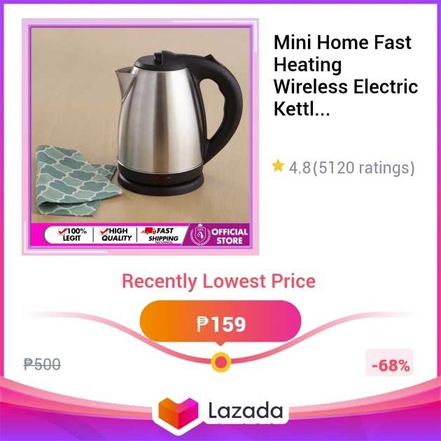 Mini Home Fast Heating Wireless Electric Kettle 1.8L (Silver)