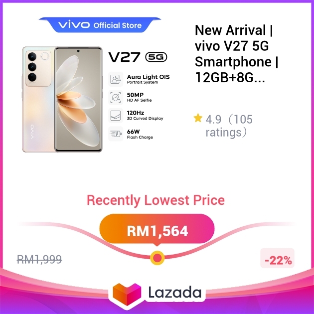 New Arrival | vivo V27 5G Smartphone | 12GB+8GB Extended RAM + 256GB ...