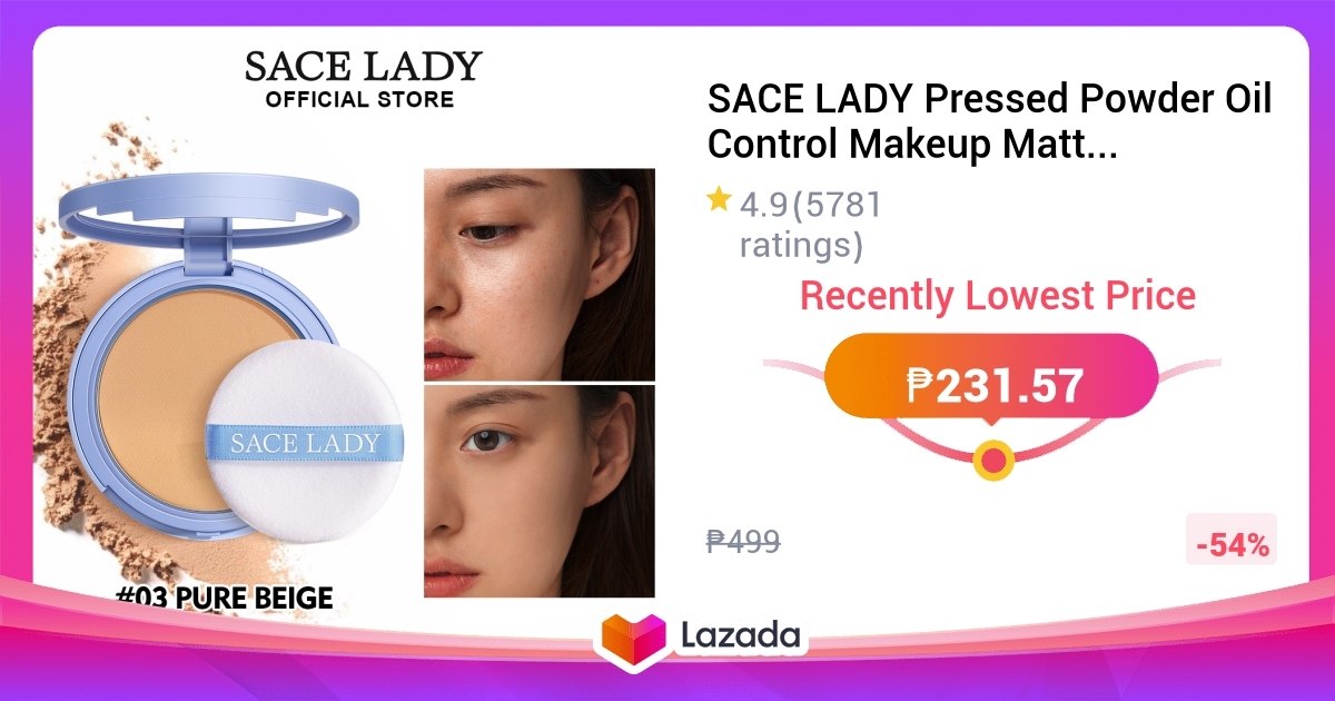 SACE LADY Pressed Powder Oil Control Makeup Matte Setting Powder Silky ...