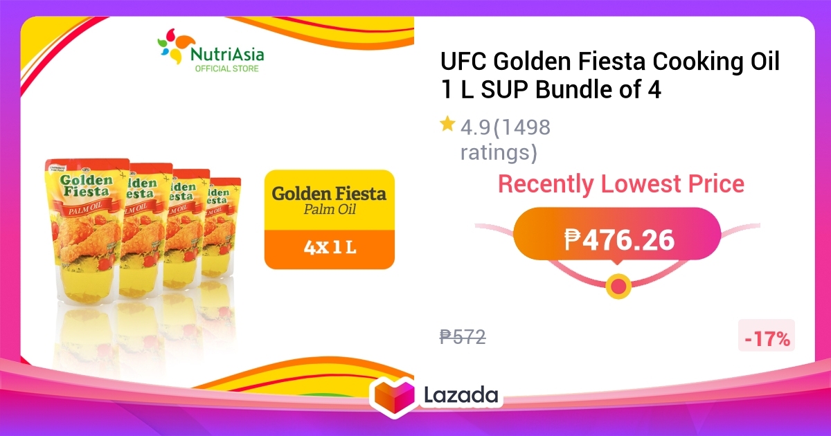 UFC Golden Fiesta Cooking Oil 1 L SUP Bundle of 4