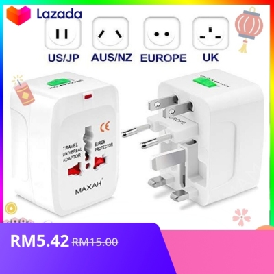 𝗔𝗟𝗟 𝗜𝗡 𝗢𝗡𝗘 International Universal Travel Adapter 2 USB Port Socket AU ...