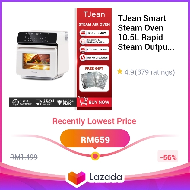 TJean Smart Steam Oven 10.5L Rapid Steam Output Air Fryer Steamer Oil ...