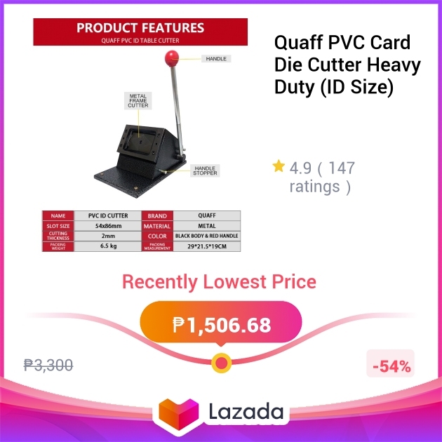 Quaff PVC Card Die Cutter Heavy Duty (ID Size)