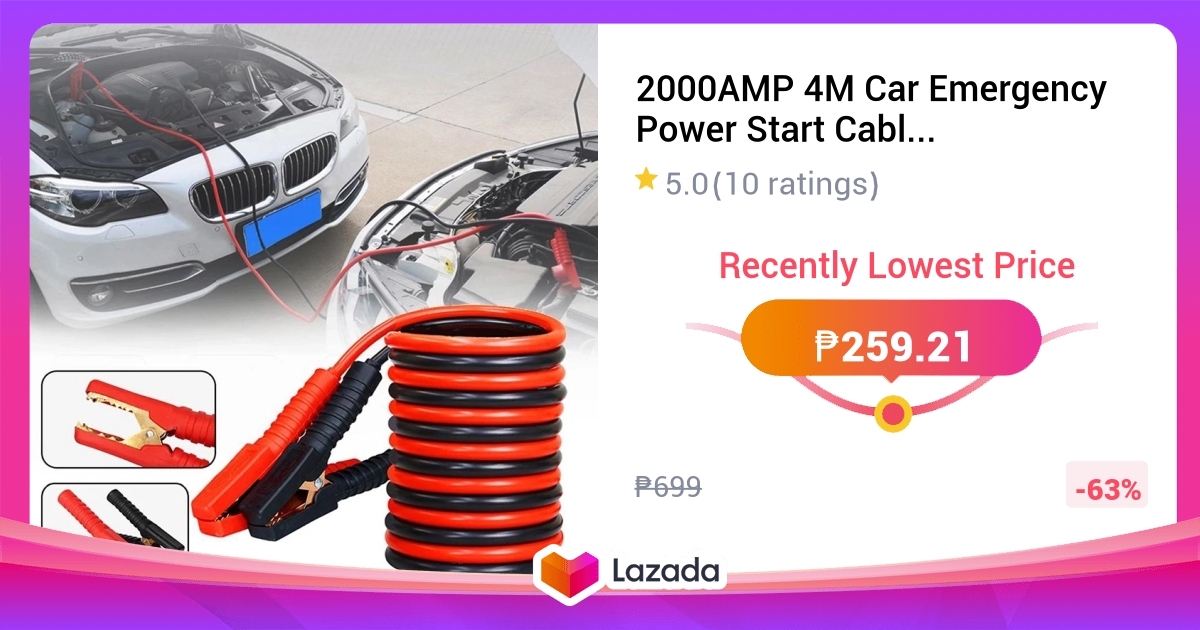 2000AMP 4M Car Emergency Power Start Cable Quality Booster Jumper Cable ...