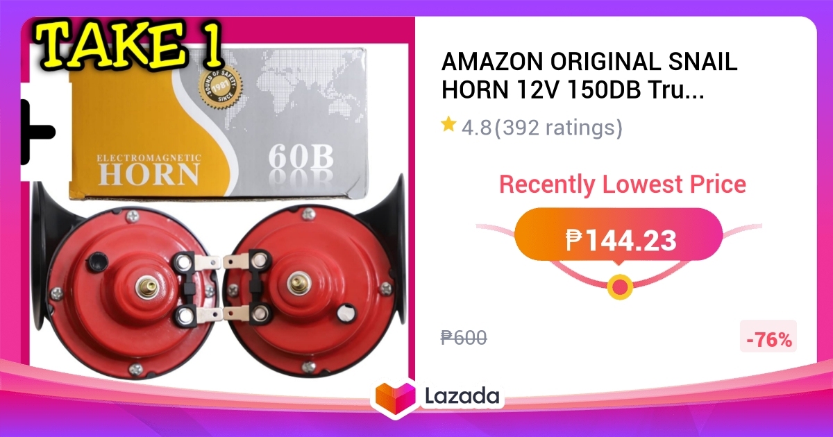 AMAZON ORIGINAL SNAIL HORN 12V 150DB True ELECTROMAGNETIC Train Horns ...