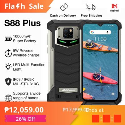 DOOGEE S88 Plus Rugged Cellphone 6.3 inch 10000mAh Super Battery, 8+128GB, 48MP AI Triple Camera ...