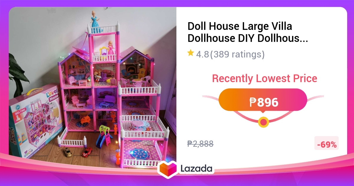 Doll House Large Villa Dollhouse DIY Dollhouse Miniature Furniture ...