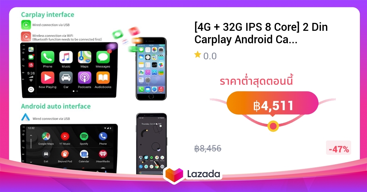 [4G + 32G IPS 8 Core] 2 Din Carplay Android Car Radio Car Stereo Video GPS RDS WIFI Bluetooth ...