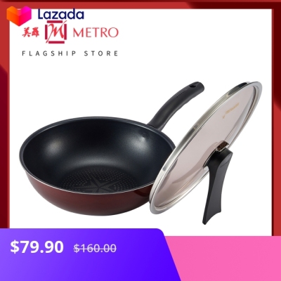 Happycall Solaris Diamond IH 28cm Non-Stick Wok Pan With Glass Lid (4900-0152)