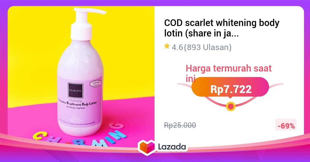COD scarlet whitening body lotin (share in jar )30 ml 60 ml dan 100 ml