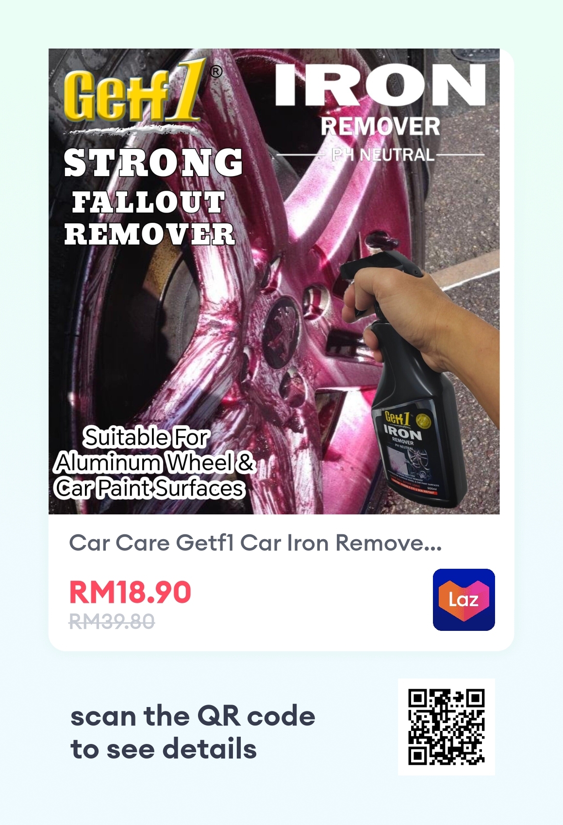 Car Care Getf1 Car Iron Remover Wheel Iron Remover Iron Out Rust Stain ...