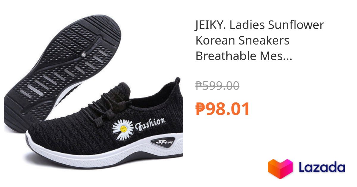 JEIKY. Ladies Sunflower Korean Sneakers Breathable Mesh Fashion Shoes # ...