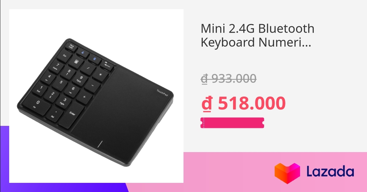 Mini 2.4G Bluetooth Keyboard Numeric Keypad 22 Keys Digital Keyboard with Touchpad for Windows ...