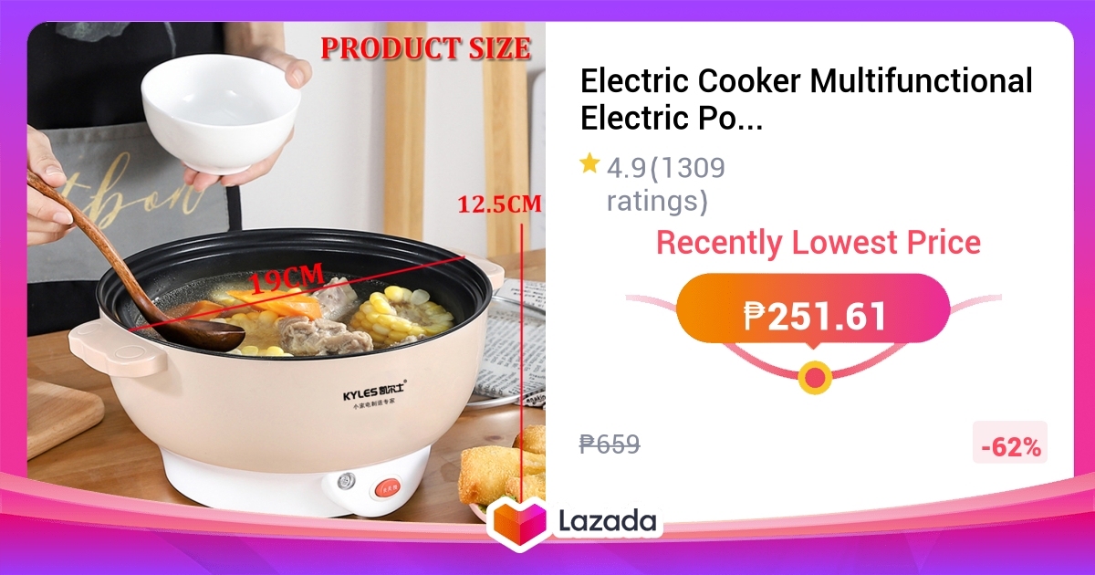 Electric Cooker Multifunctional Electric Pot Double Handle (Steamer Not ...