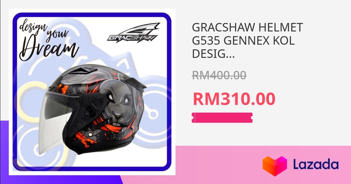 GRACSHAW HELMET G535 GENNEX KOL DESIGN FYRE LABIT OPEN FACE HELMET ...