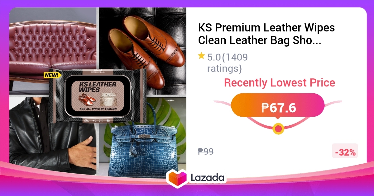 KS Premium Leather Wipes Clean Leather Bag Shoe Shine Protect Restore ...