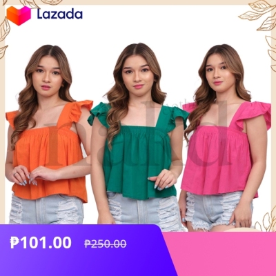 NAKD WOMEN FASHION ABBY RUFFLE SLEEVES SEXY SUMMER COTTON LINEN BASIC ...