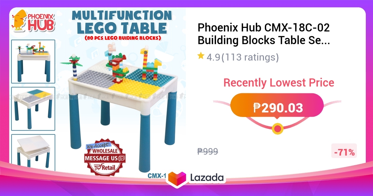 Phoenix Hub CMX-18C-02 Building Blocks Table Set 80pcs Blocks Lego Table Kids Study Table 181