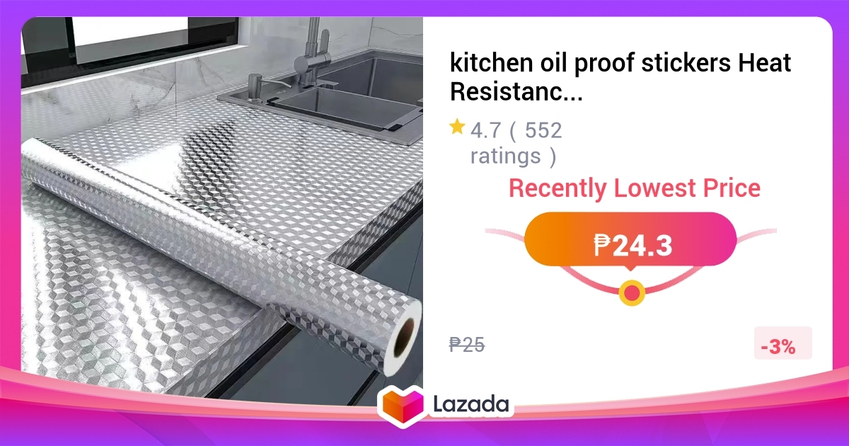 kitchen oil proof stickers Heat Resistance Waterproof Sticker Aluminum ...