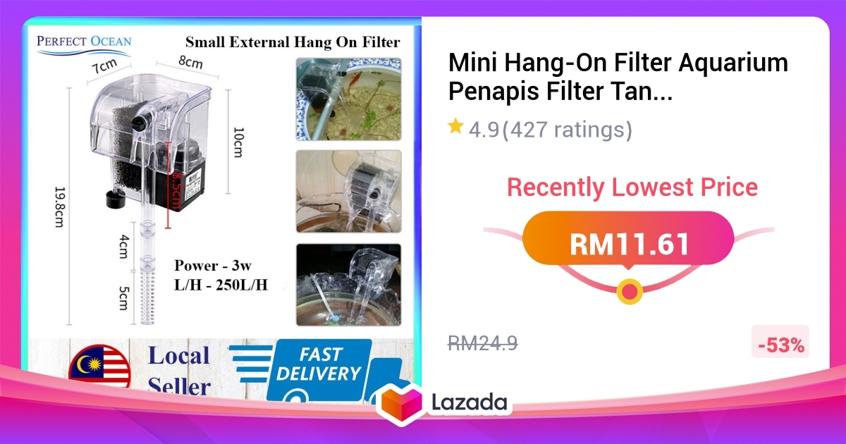 Mini Hang-On Filter Aquarium Penapis Filter Tank 🌊READY STOCK🌊 ...