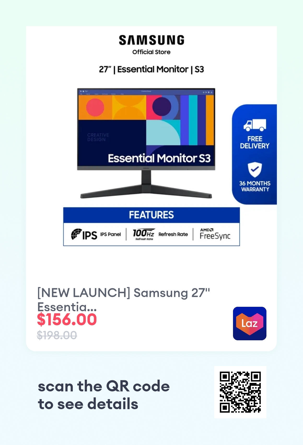 [NEW LAUNCH] Samsung 27" Essential Monitor S3 (S33GC) (Black ...