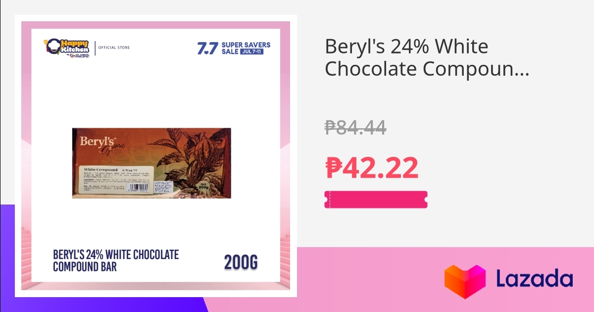 Beryl's 24% White Chocolate Compound Bar 200g