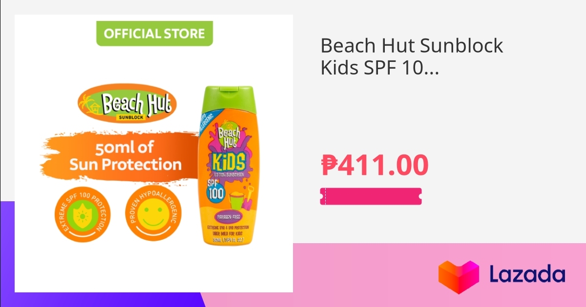 Beach Hut Sunblock Kids SPF 100 Sunscreen Body Lotion 50ml
