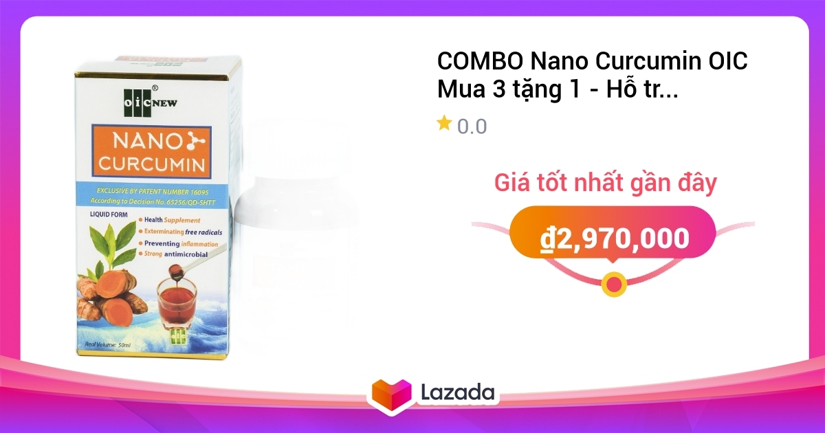 COMBO Nano Curcumin OIC Mua 3 tặng 1 - Hỗ trợ điều trị viêm loét dạ dày, viêm hành tá tràng ...