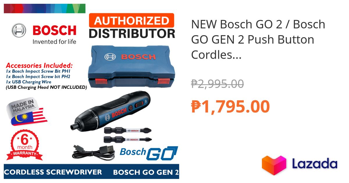 NEW Bosch GO 2 / Bosch GO GEN 2 Push Button Cordless Smart Screwdriver ...