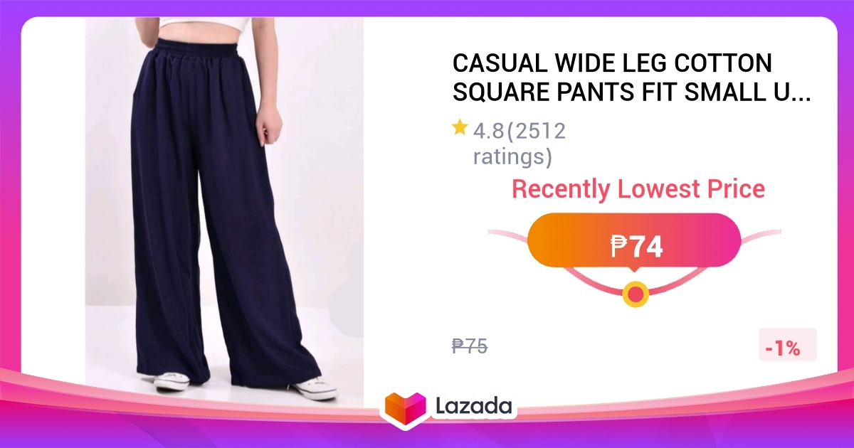 CASUAL WIDE LEG COTTON SQUARE PANTS FIT SMALL UP TO PLUS SIZE
