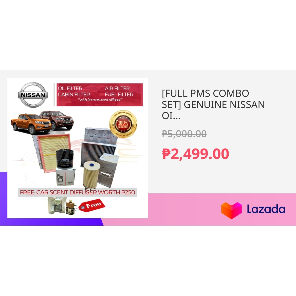 [FULL PMS COMBO SET] GENUINE NISSAN OIL FILTER, AIR FILTER, CABIN FILTER, FUEL FILTER FOR NISSAN ...