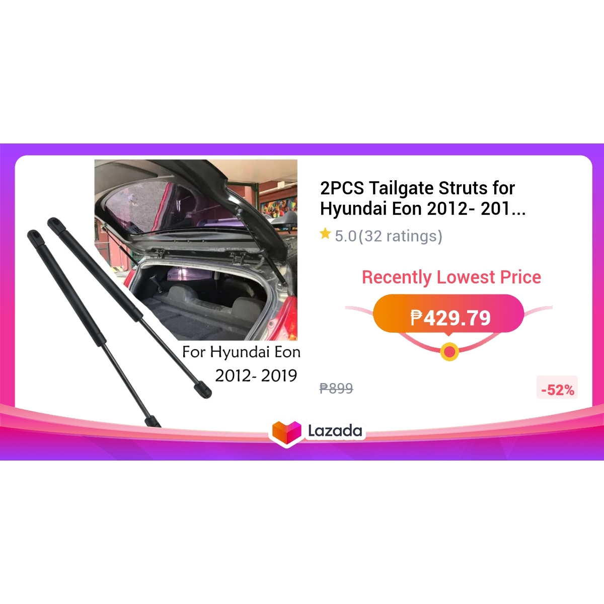 2PCS Tailgate Struts for Hyundai Eon 2012- 2019 81770-4N000 81780-4N000 Back Door Stay Rear ...