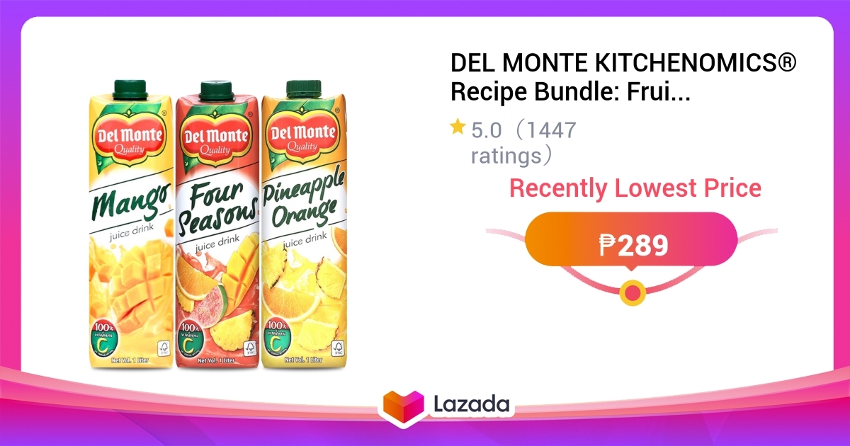 DEL MONTE KITCHENOMICS® Recipe Bundle: Fruit Punch x 3 Items (Four Seasons Juice Drink + Pine ...