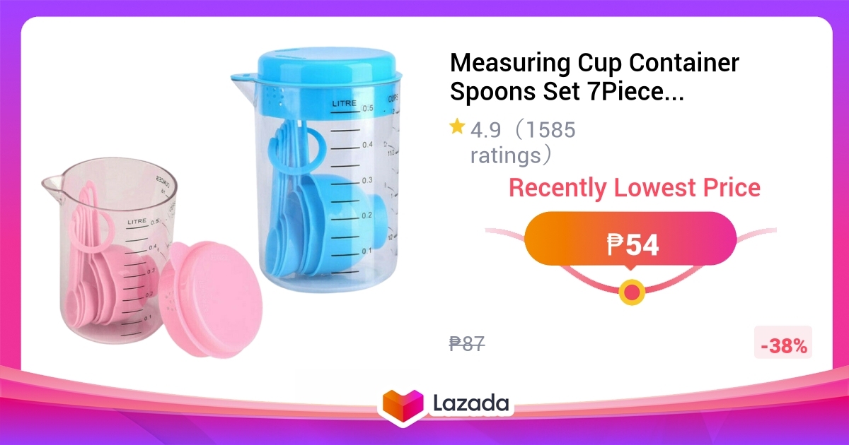 Measuring Cup Container Spoons Set 7Pieces Plastic Storage and ...