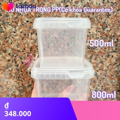 [MUA 50H TẶNG 10H] Set 10/50 HŨ NHỰA VUÔNG TRONG PP 800ML/500ML/350ML/200ML (ĐỰNG ĐƯỢC THỨC ĂN)