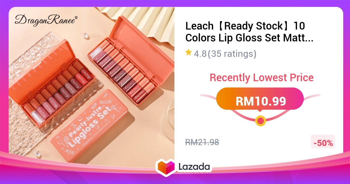 Leach【Ready Stock】10 Colors Lip Gloss Set Matte Moisturizing High Shine ...