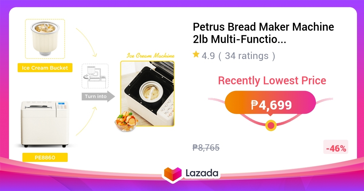 Petrus Bread Maker Machine 2lb Multi-Function Bread Maker With Automatic Nuts Dispenser 25 ...