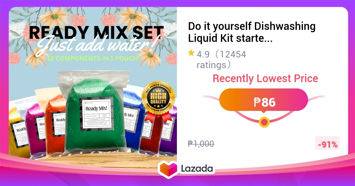 Do it yourself Dishwashing Liquid Kit starter pack- LEMON SCENT (Tin's ...