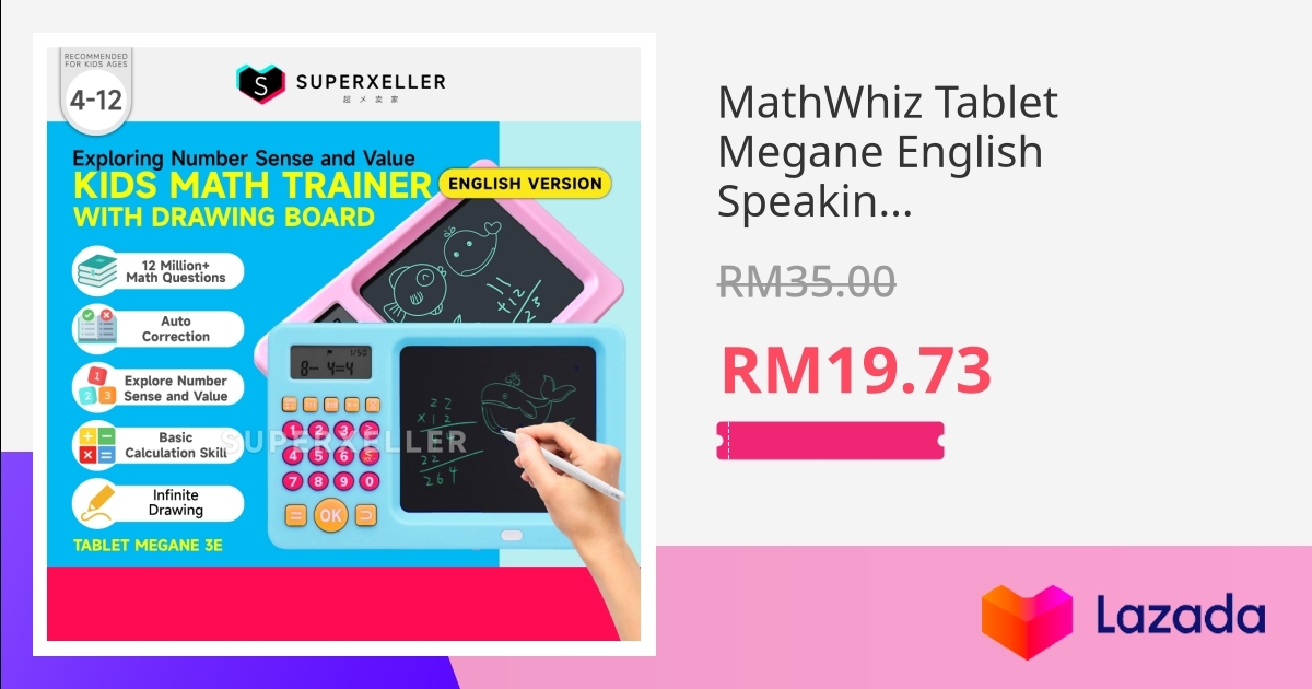 MathWhiz Tablet Megane English Speaking Math Learning Toy for Preschool ...