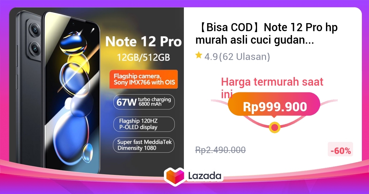 【Bisa COD】Note 12 Pro hp murah asli cuci gudang RAM 12GB+512GB ...